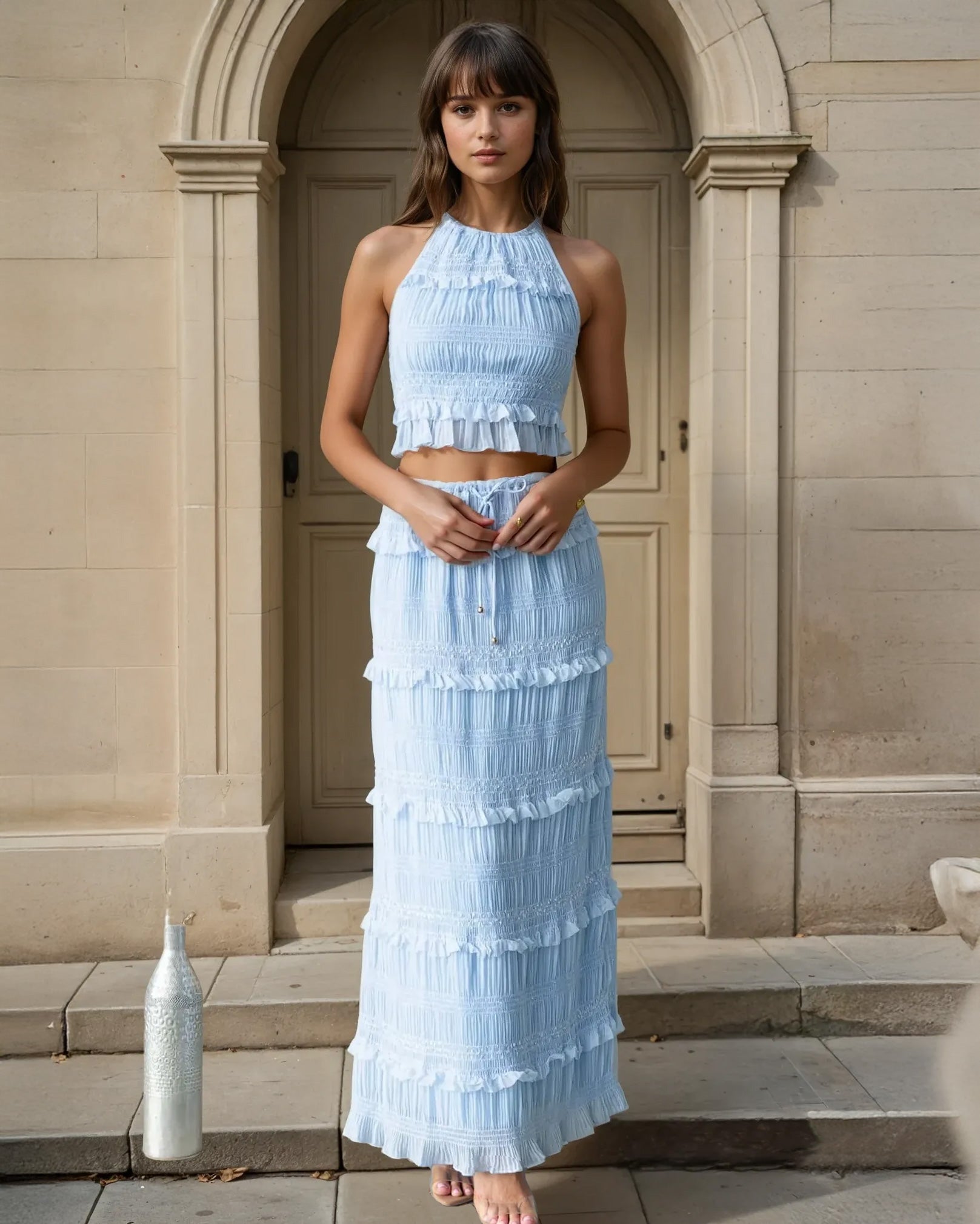 Calliope Maxi Top and Skirt Set - Blue – Miss Runway Boutique