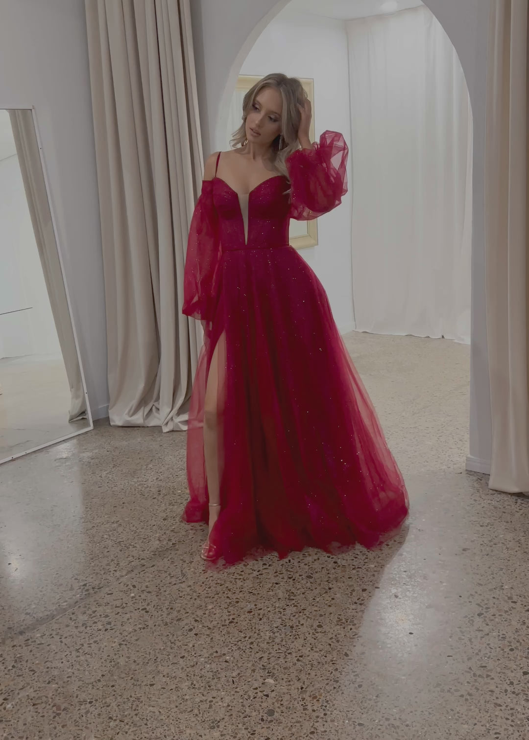 Savannah Off Shoulder Corset Gown - Ruby – Miss Runway Boutique
