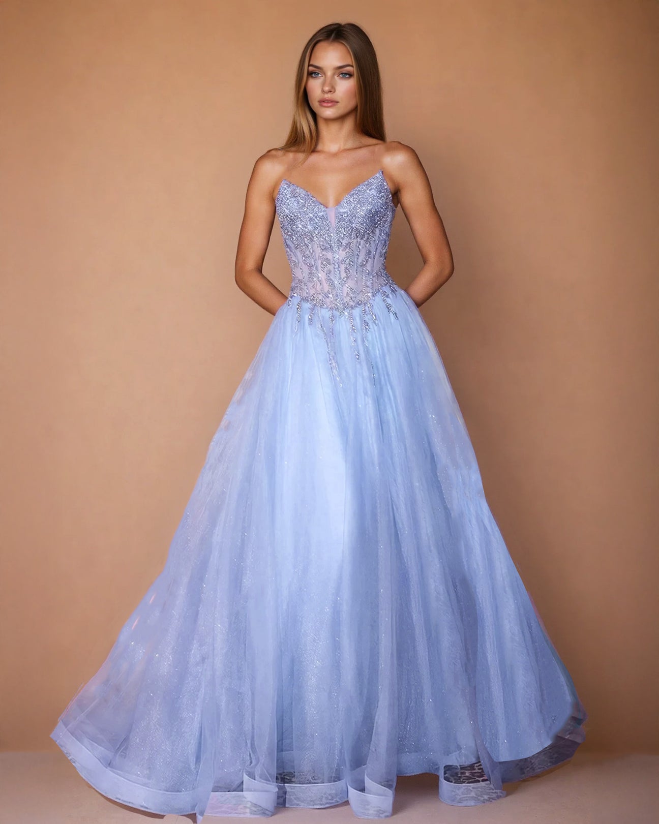 Rosalia Tulle Ball Gown - Blue – Miss Runway Boutique