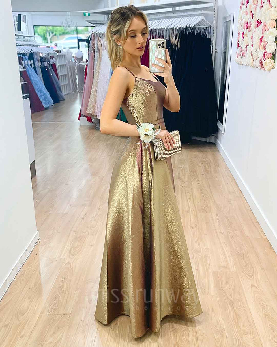 Apollo Metallic Gown - Gold
