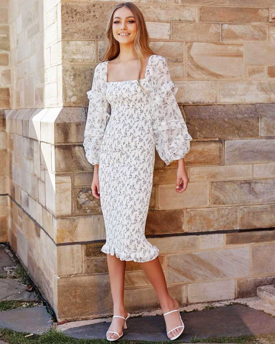 Ena Midi Dress - White | Miss Runway Boutique
