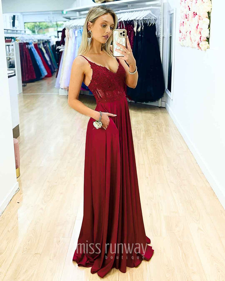 Zoe Gown - Wine **[EXCLUSIVE] – Miss Runway Boutique